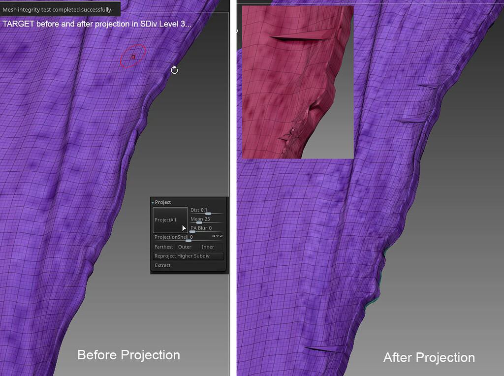 Projection problems at Edges of Mesh (Project All from HighPoly on LowPoly) - ZBrushCentral