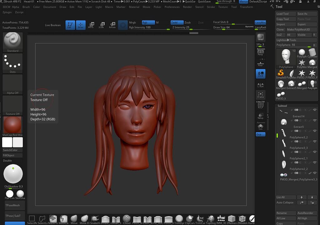 Keeping polypaint and material under the painting active on one object. - ZBrushCentral