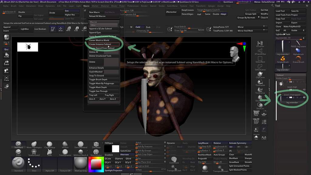 Create instance subtool macro not working anymore? - ZBrushCentral