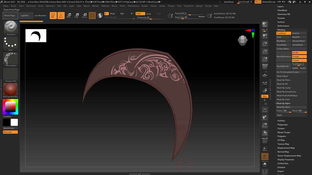 Problem with masking by alpha - ZBrushCentral