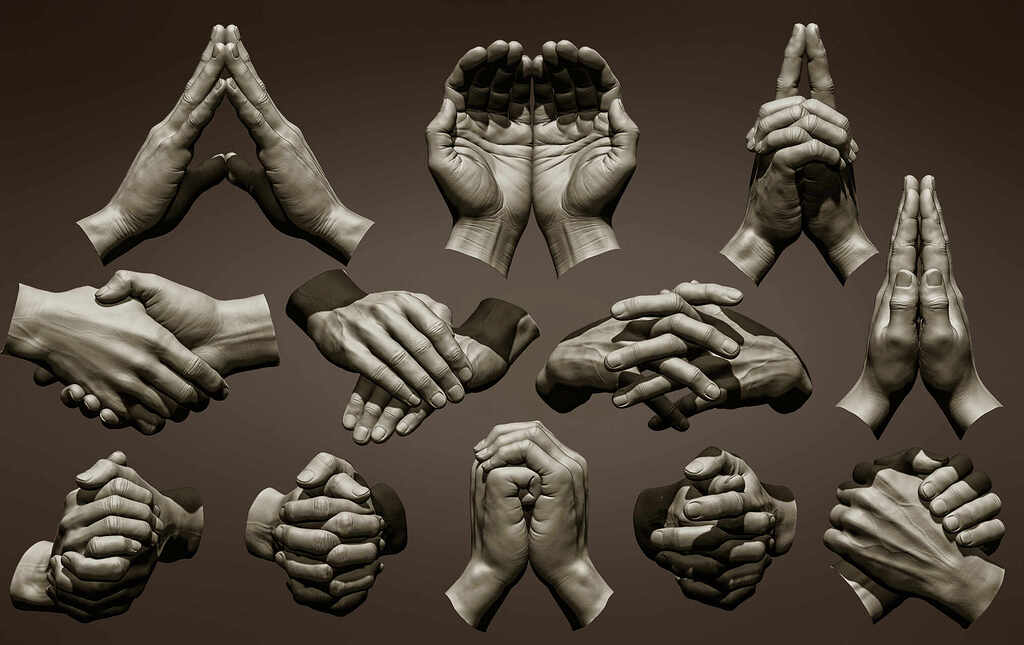12 Male hand poses - ZBrushCentral