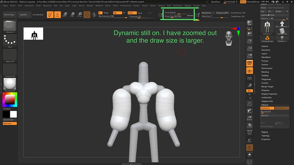 Zsphere draw size issue - ZBrushCentral