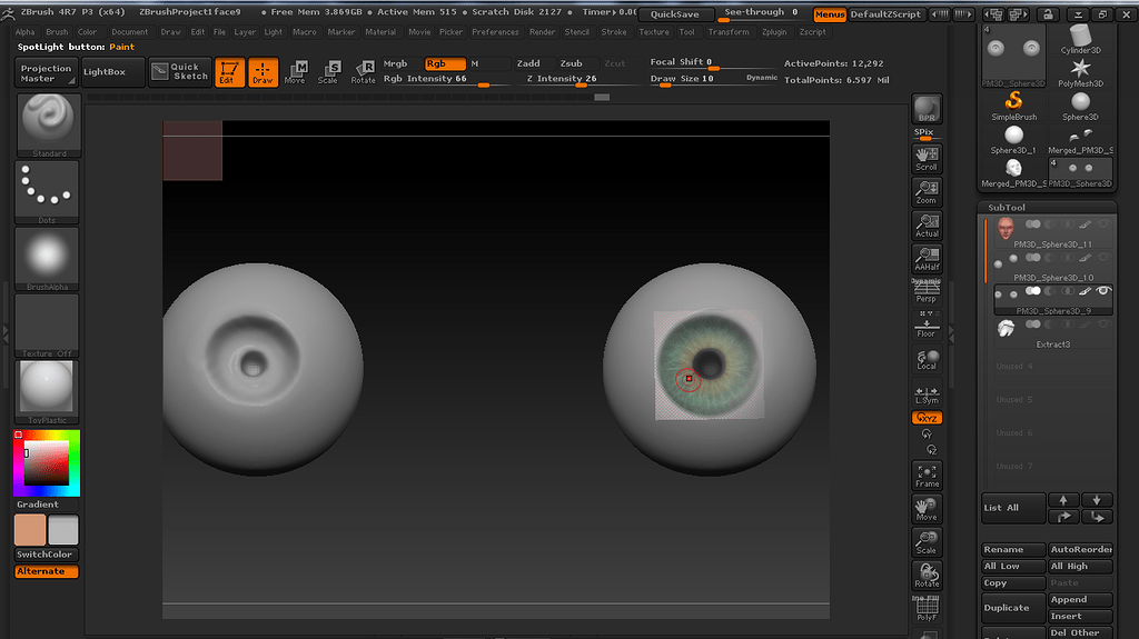 Why can't I rub the spotlight texture on my sphere after pressing the Z button? - ZBrushCentral