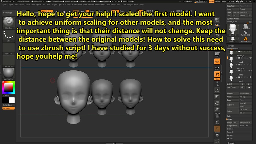 How to scale the model uniformly and keep the distance - ZBrushCentral