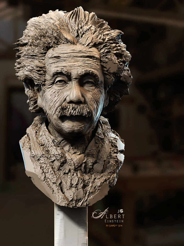 Albert Einstein - Digital_Sculpture by Surajit Sen - ZBrushCentral