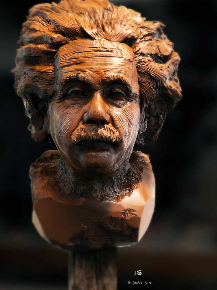 Albert Einstein - Digital_Sculpture by Surajit Sen - ZBrushCentral