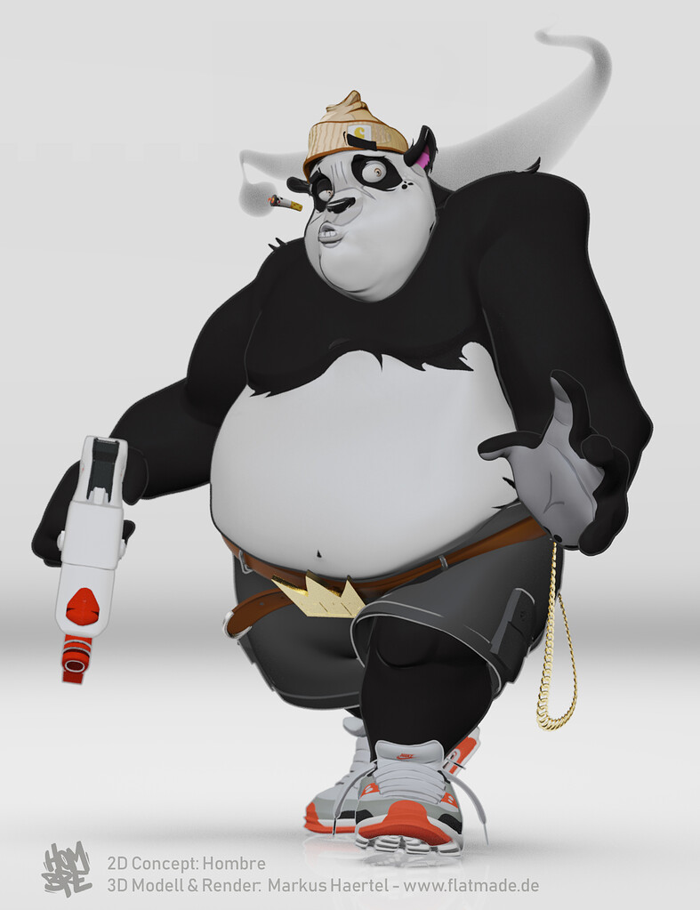 Killer Panda (CarhardtStyle) Render + Turntable - ZBrushCentral