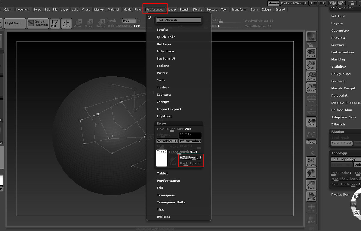 Retopo lines / transparency - ZBrushCentral