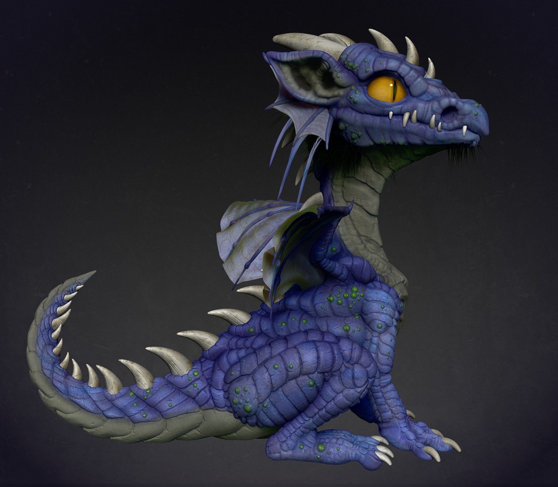 Baby Blue Dragon, my very first Zbrush render (WIP) - ZBrushCentral