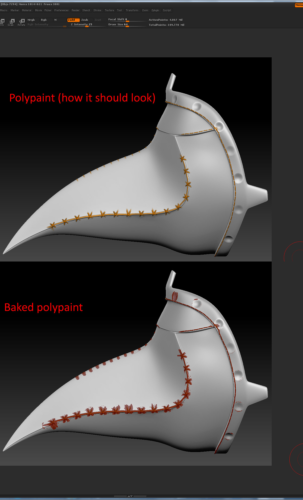 Messed up polypaint bake - ZBrushCentral