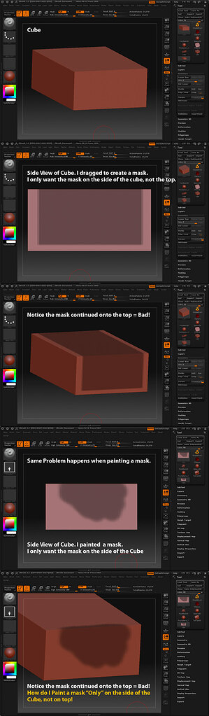 Mask Problems - Mask Continues onto Top of Cube - ZBrushCentral