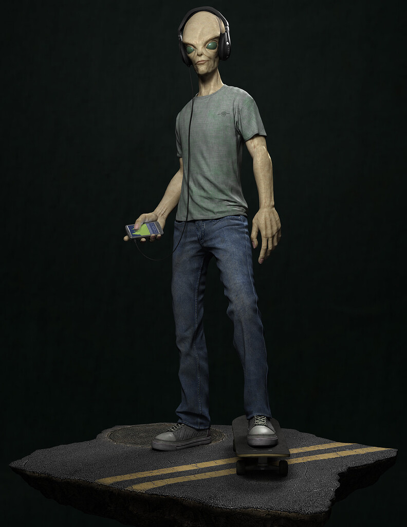 Alien skateboarder - ZBrushCentral