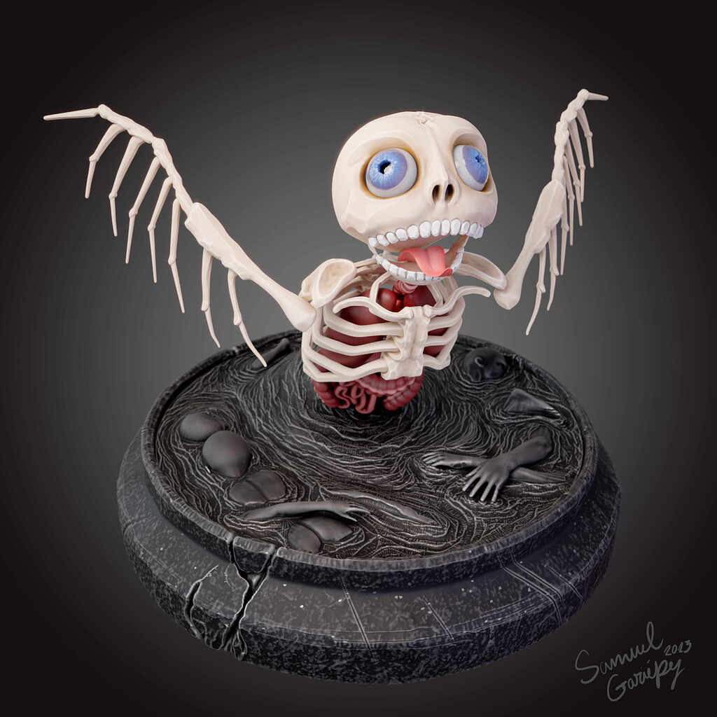 Laughing flying monster skeleton figurine - ZBrushCentral