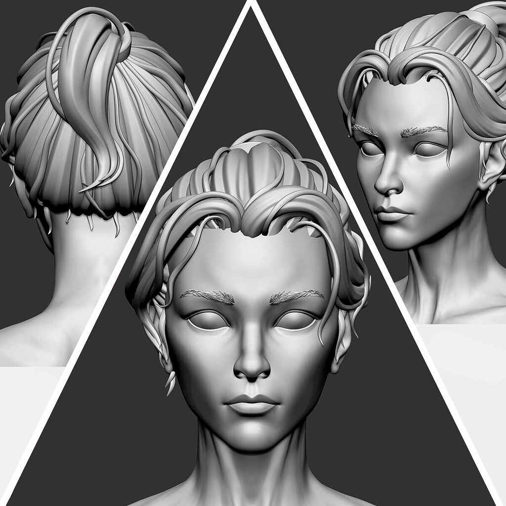 Head Stylized Portrait Girl - ZBrushCentral