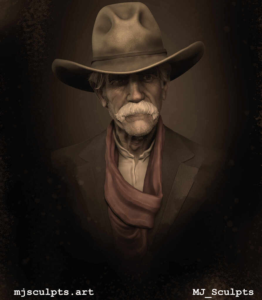 Shea Brennan (Sam Elliott) likeness from 1883 - ZBrushCentral
