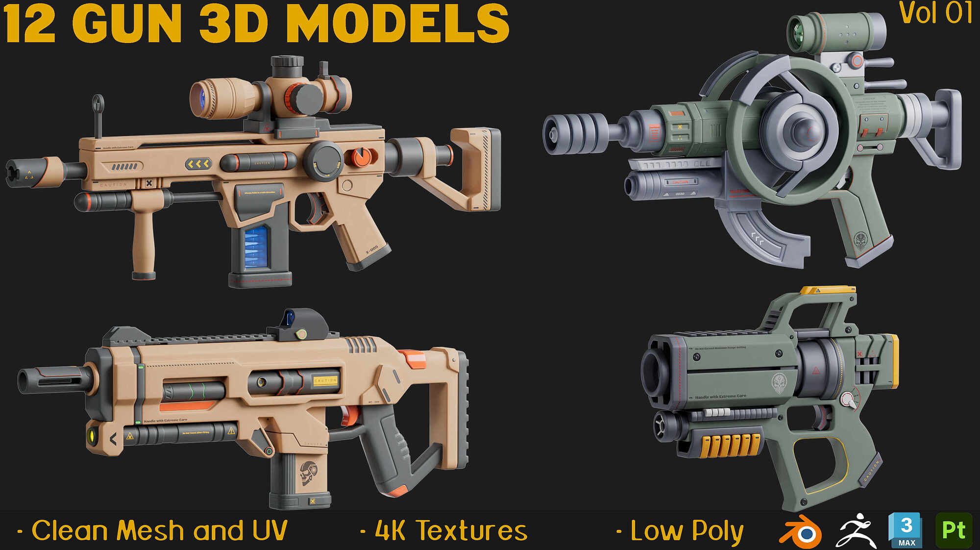 12 Gun 3D Models - ZBrushCentral