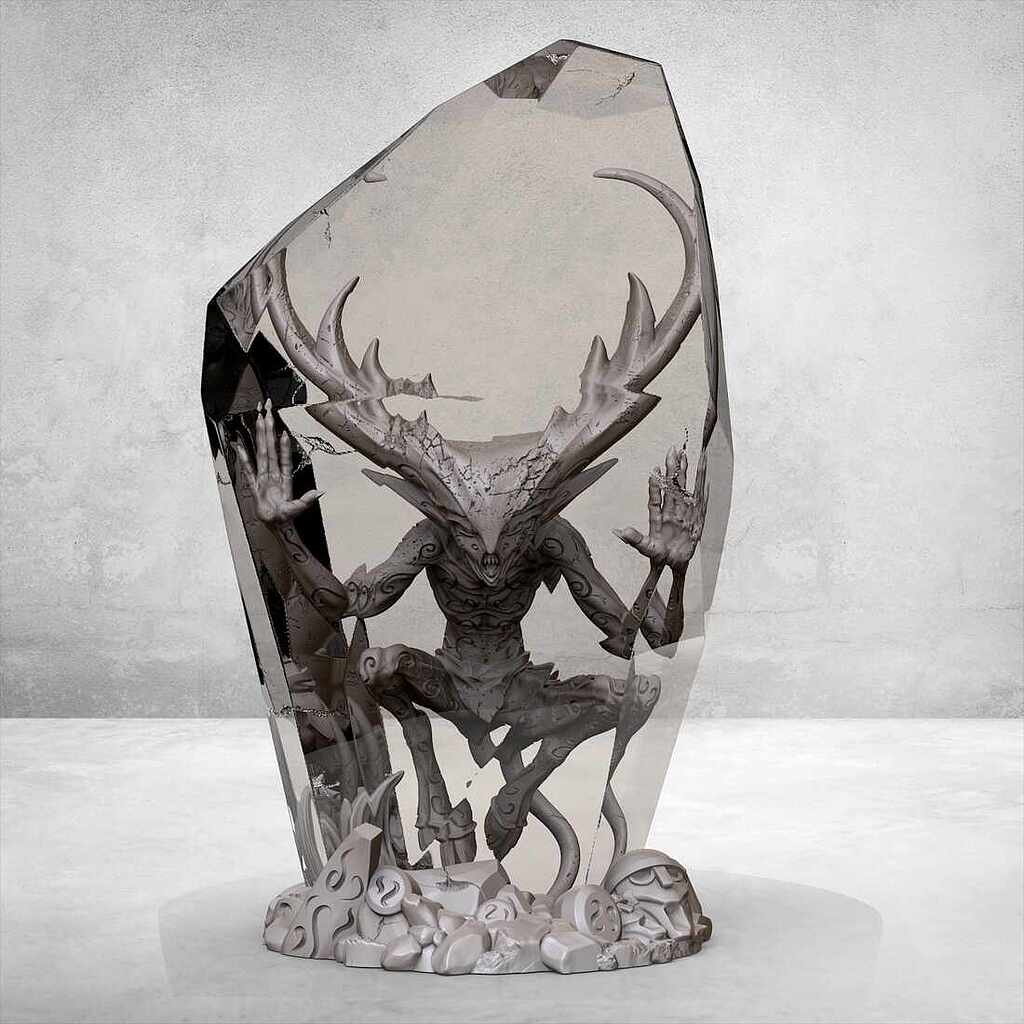 Demon trapped in a crystal - ZBrushCentral