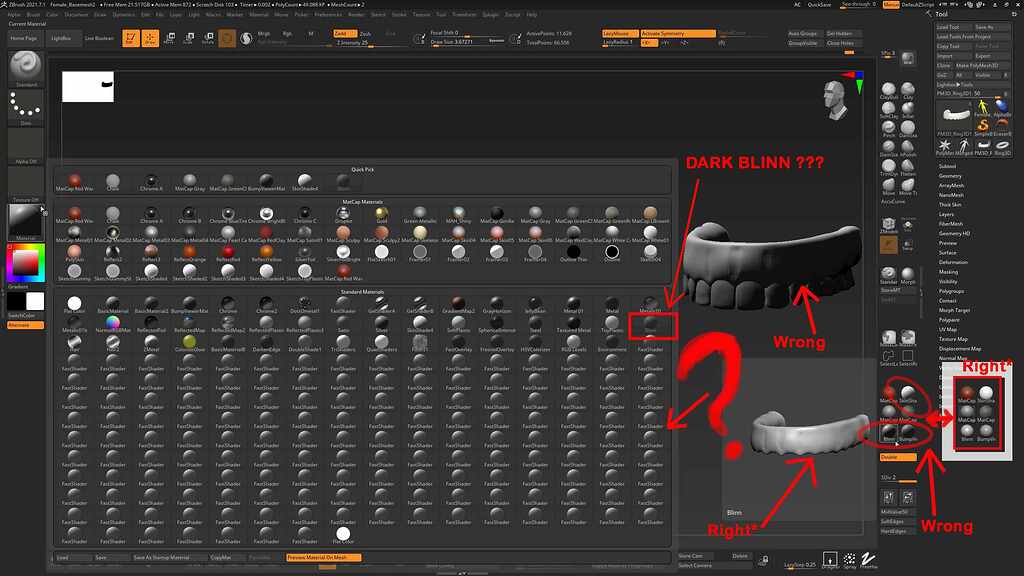 Many ZBrush FastShader and Dark Shadows when using specific materials ...