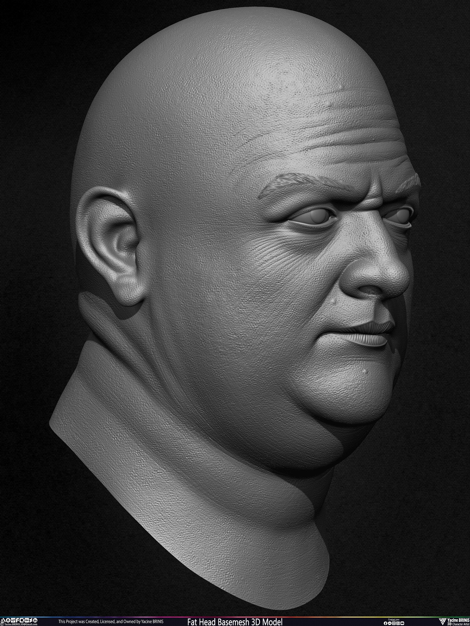 Fat Head Basemesh 3D Model - ZBrushCentral