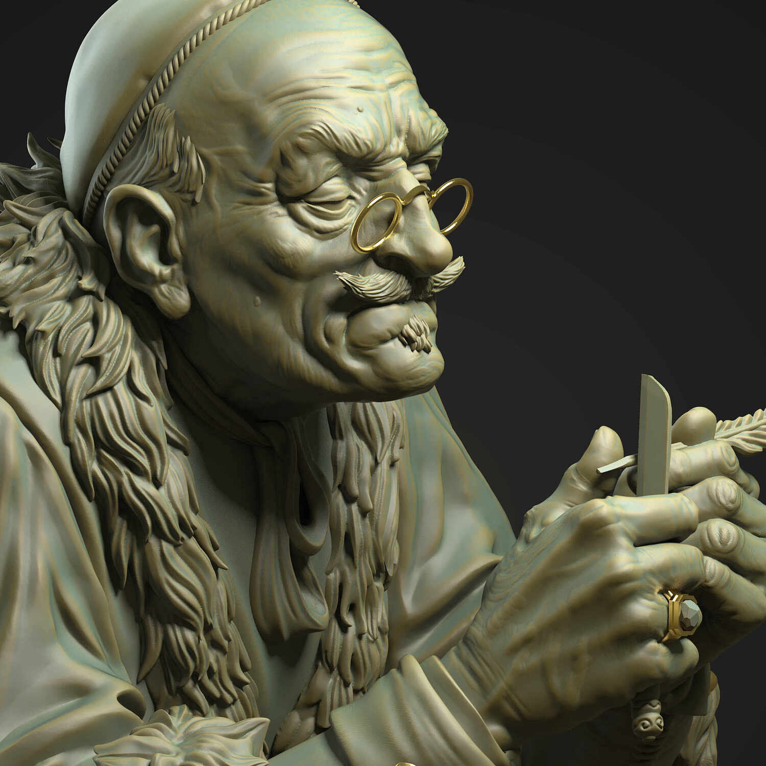 Scholar Sharpening His Quill - ZBrushCentral