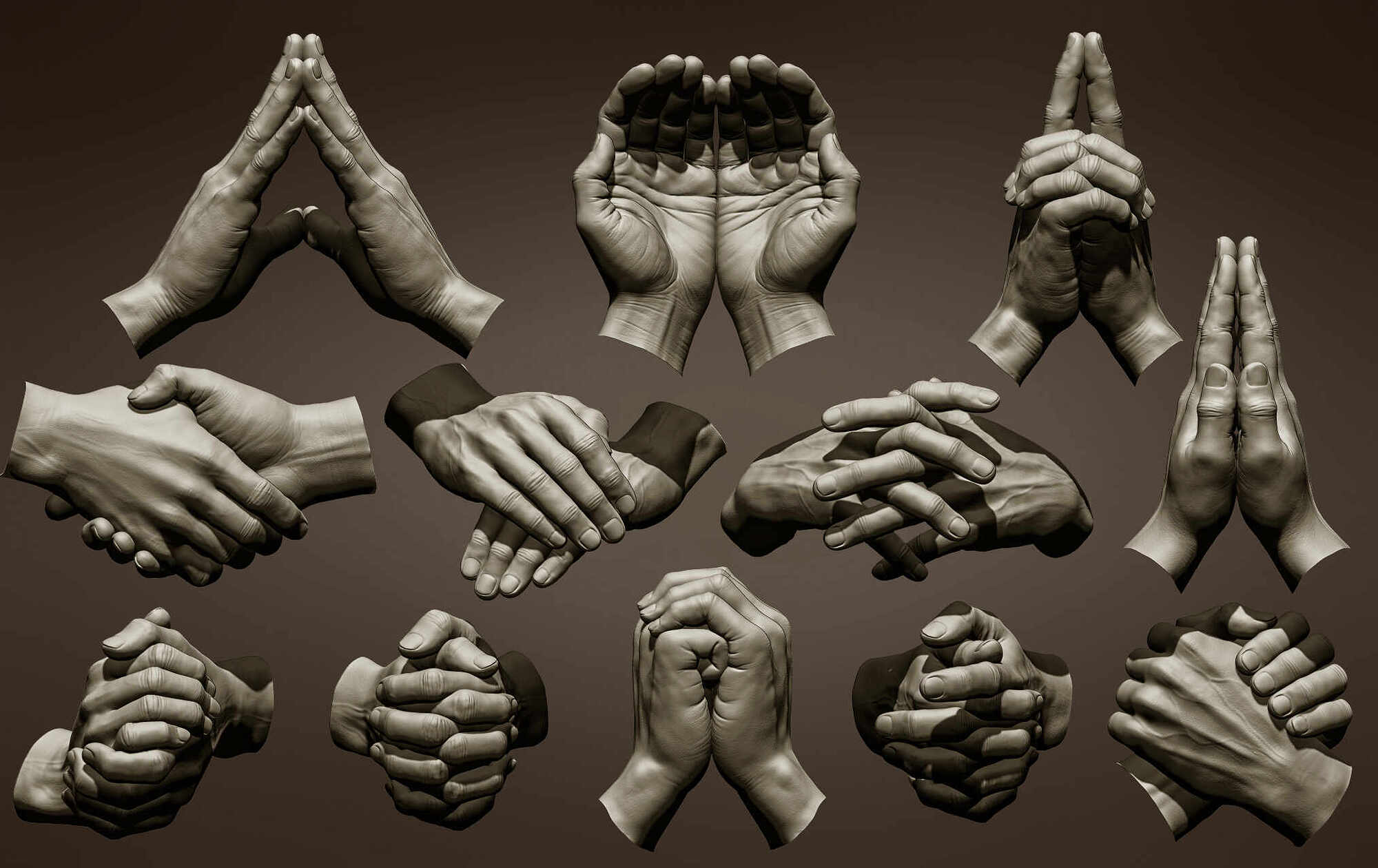 12 Male hand poses - ZBrushCentral