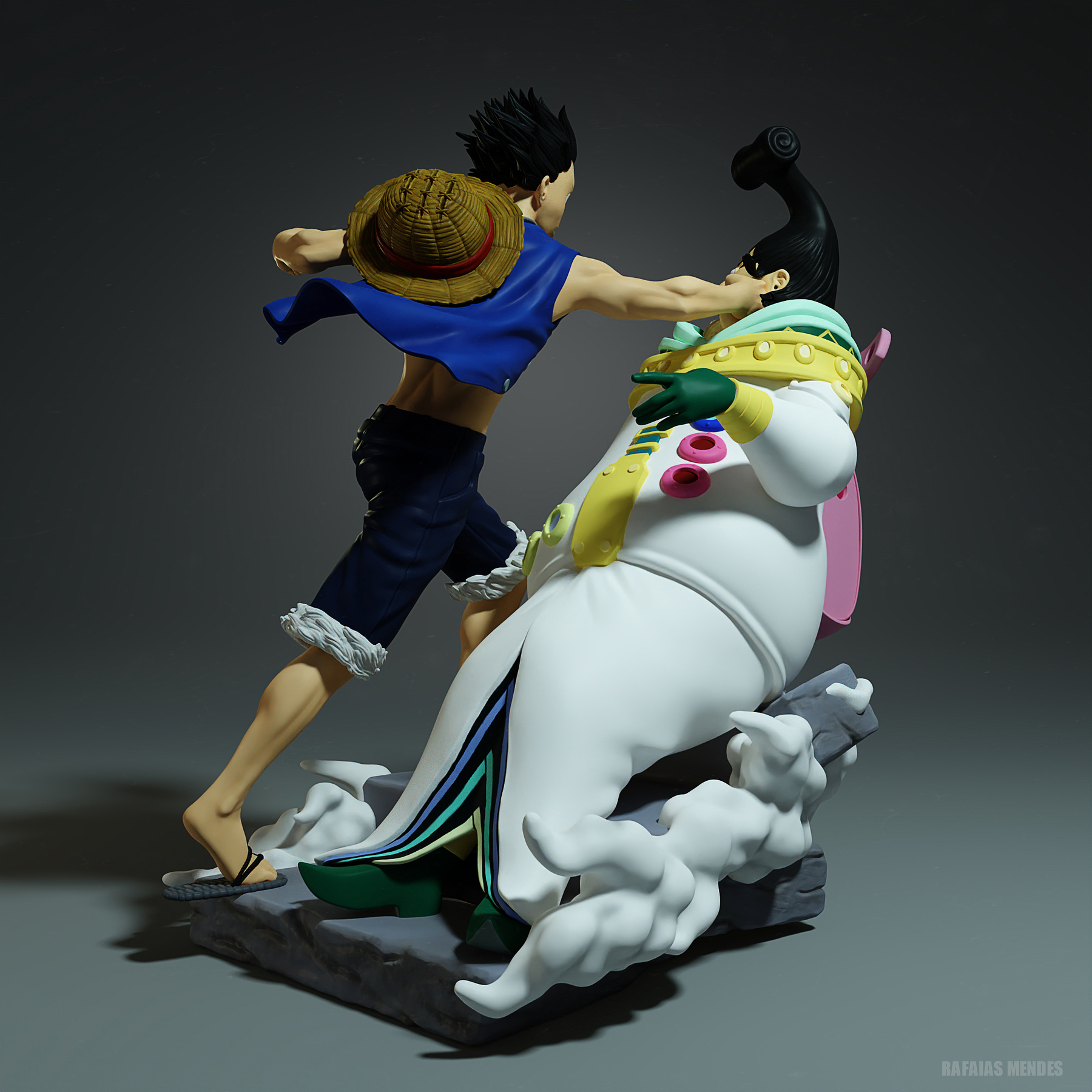 Monkey D. Luffy punching Saint Charlos - ZBrushCentral