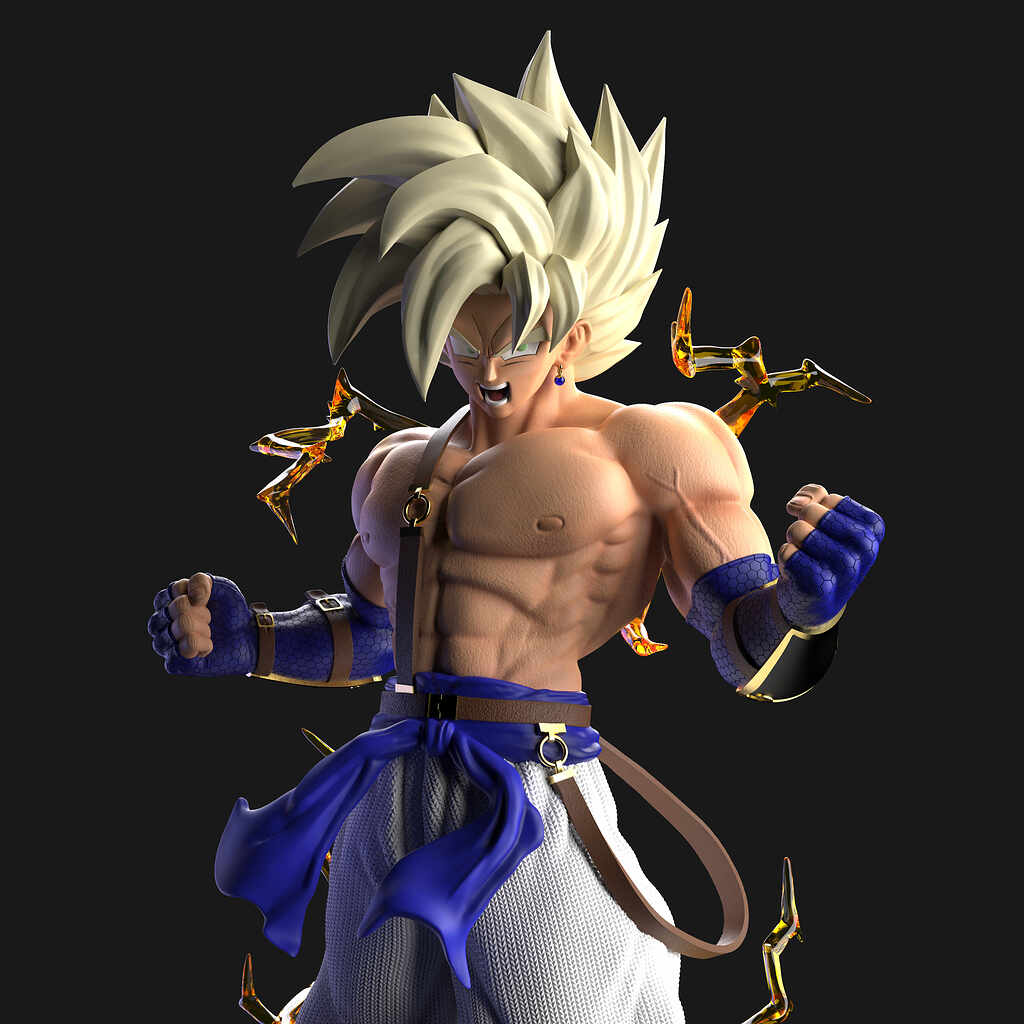 Goku Custom - 1:6 Figure fan art private commission - ZBrushCentral