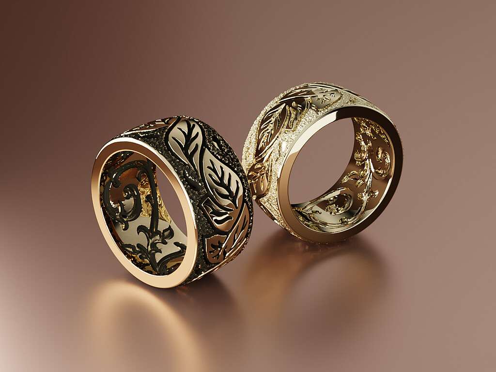 Inside-and-Out Vintage Rings. Custom Jewelry Design - ZBrushCentral