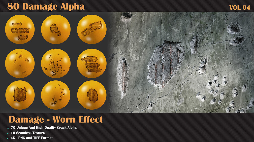 80 Damage Alpha - VOL 04 - ZBrushCentral