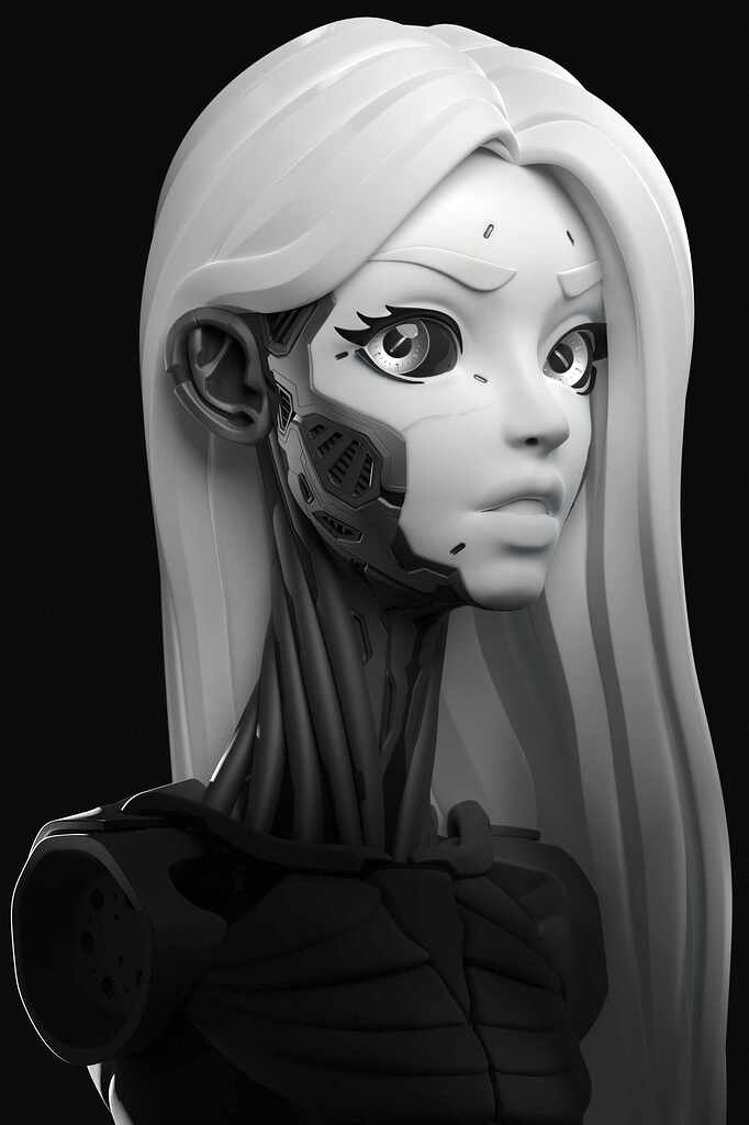 Stylized Cyborg Girl - ZBrushCentral