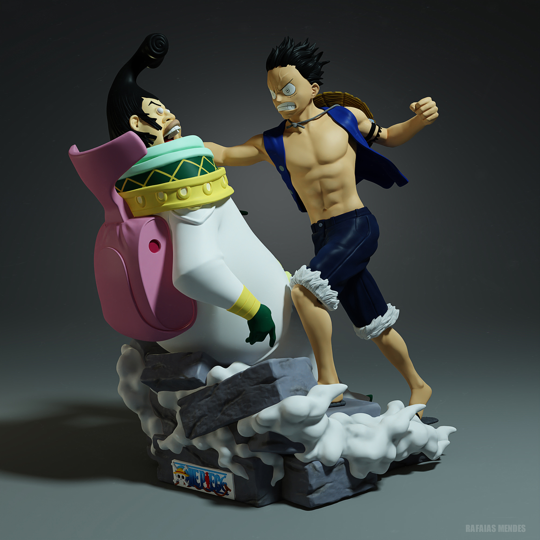 Monkey D. Luffy punching Saint Charlos - ZBrushCentral
