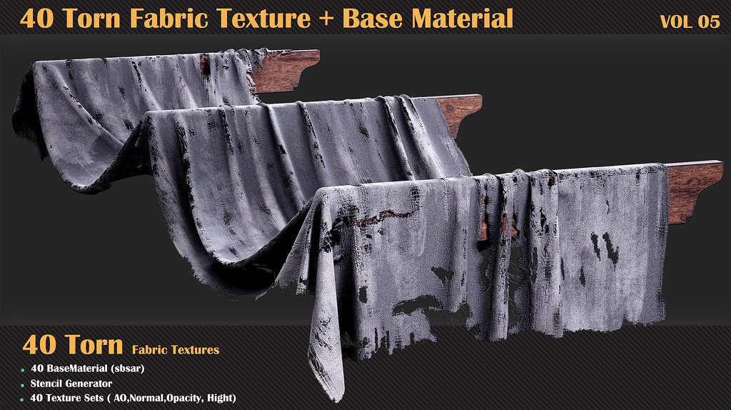 40 Torn Fabric Texture - VOL 05 - ZBrushCentral