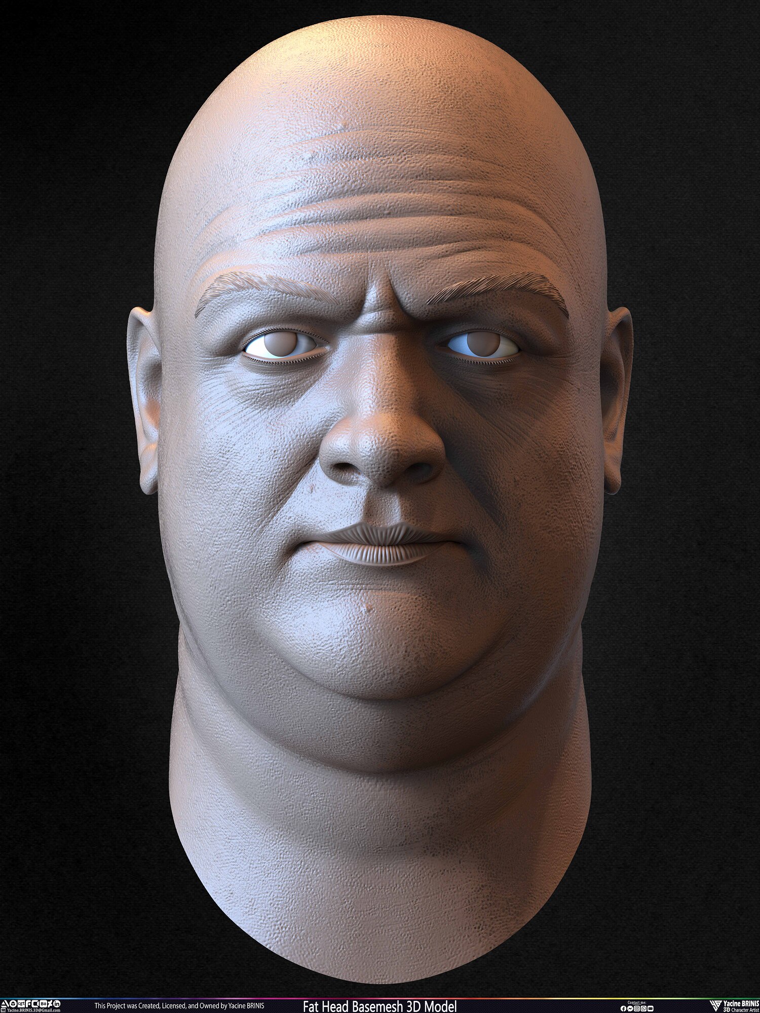 Fat Head Basemesh 3D Model - ZBrushCentral