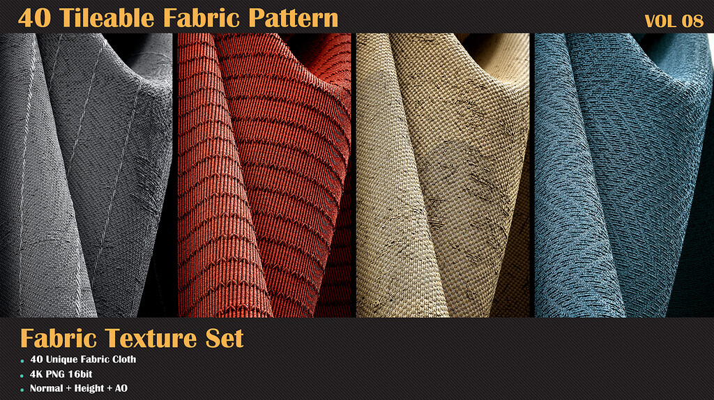 40 Tileable Fabric Pattern - VOL 08 - ZBrushCentral