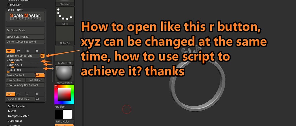 How do xyz sliders change at the same time - ZBrushCentral