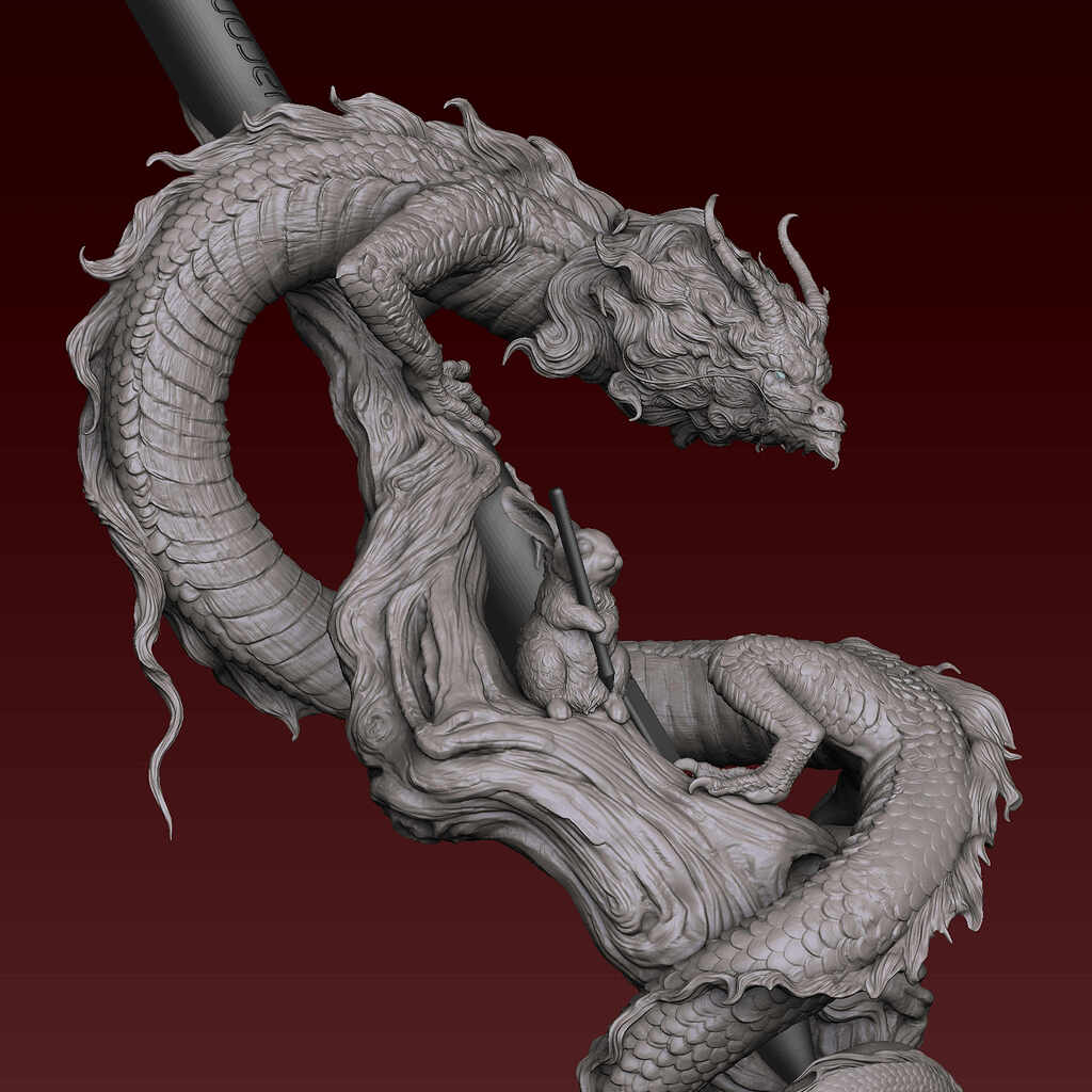 Mythical dragon perches on digital pen - ZBrushCentral
