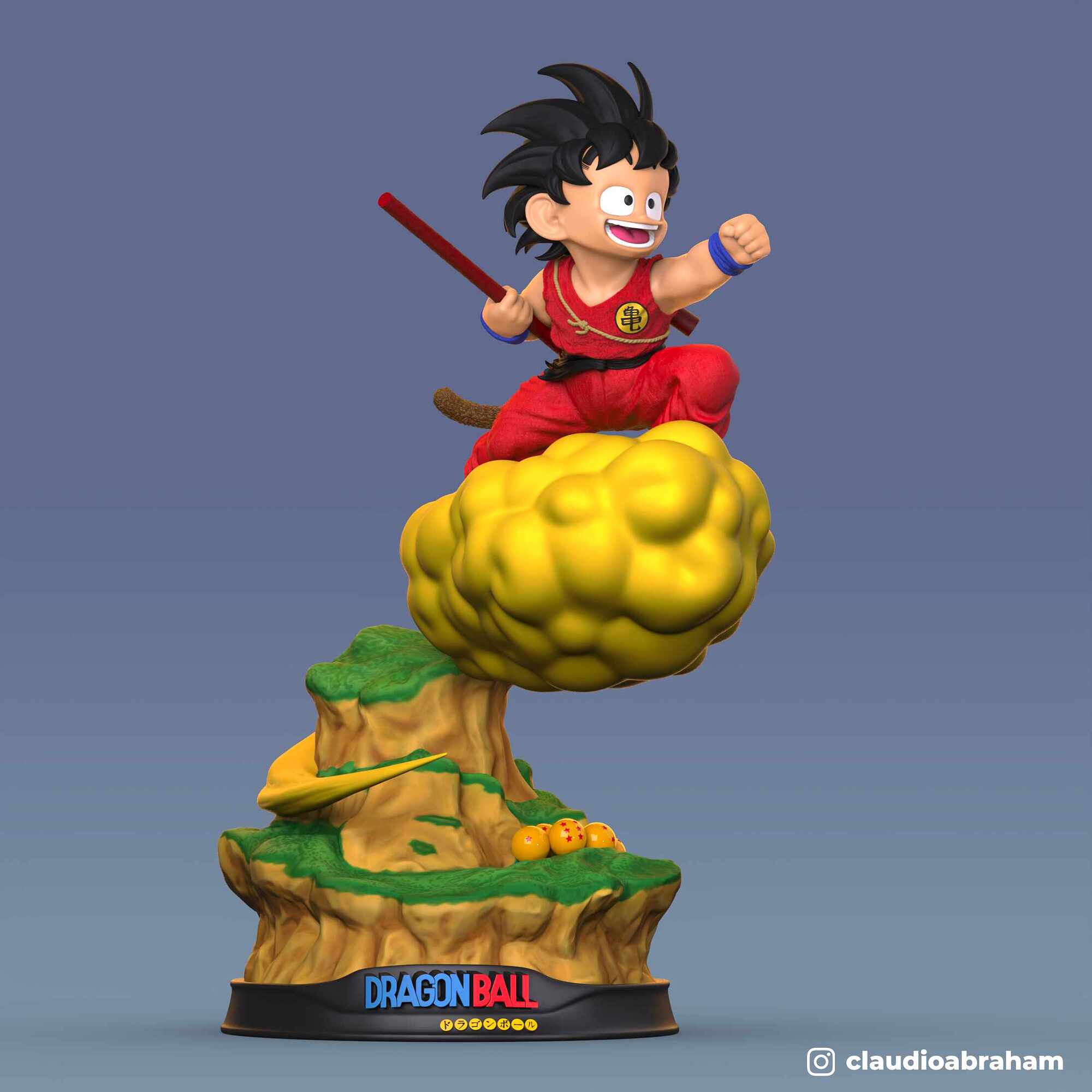 Kid Goku with Flying Nimbus - Red Suit - ZBrushCentral