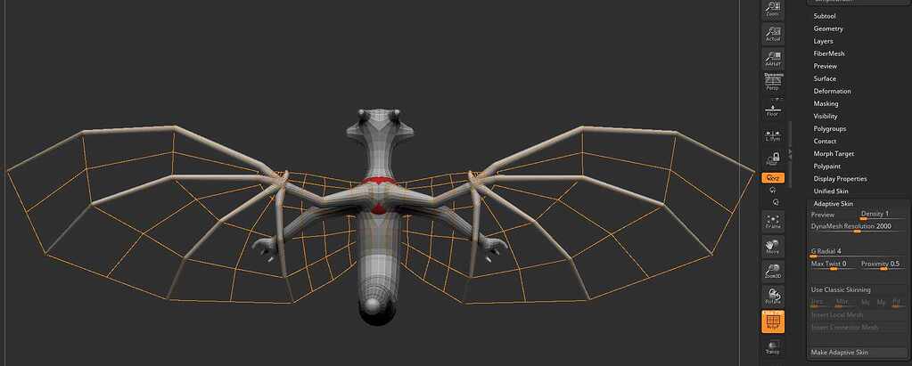 Dragon wings with zsphere topology issue, mesh is too high - ZBrushCentral
