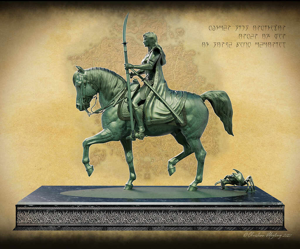 An "Elder Scrolls" Dunmer High Ordinator (Order of War) on Horse back ...