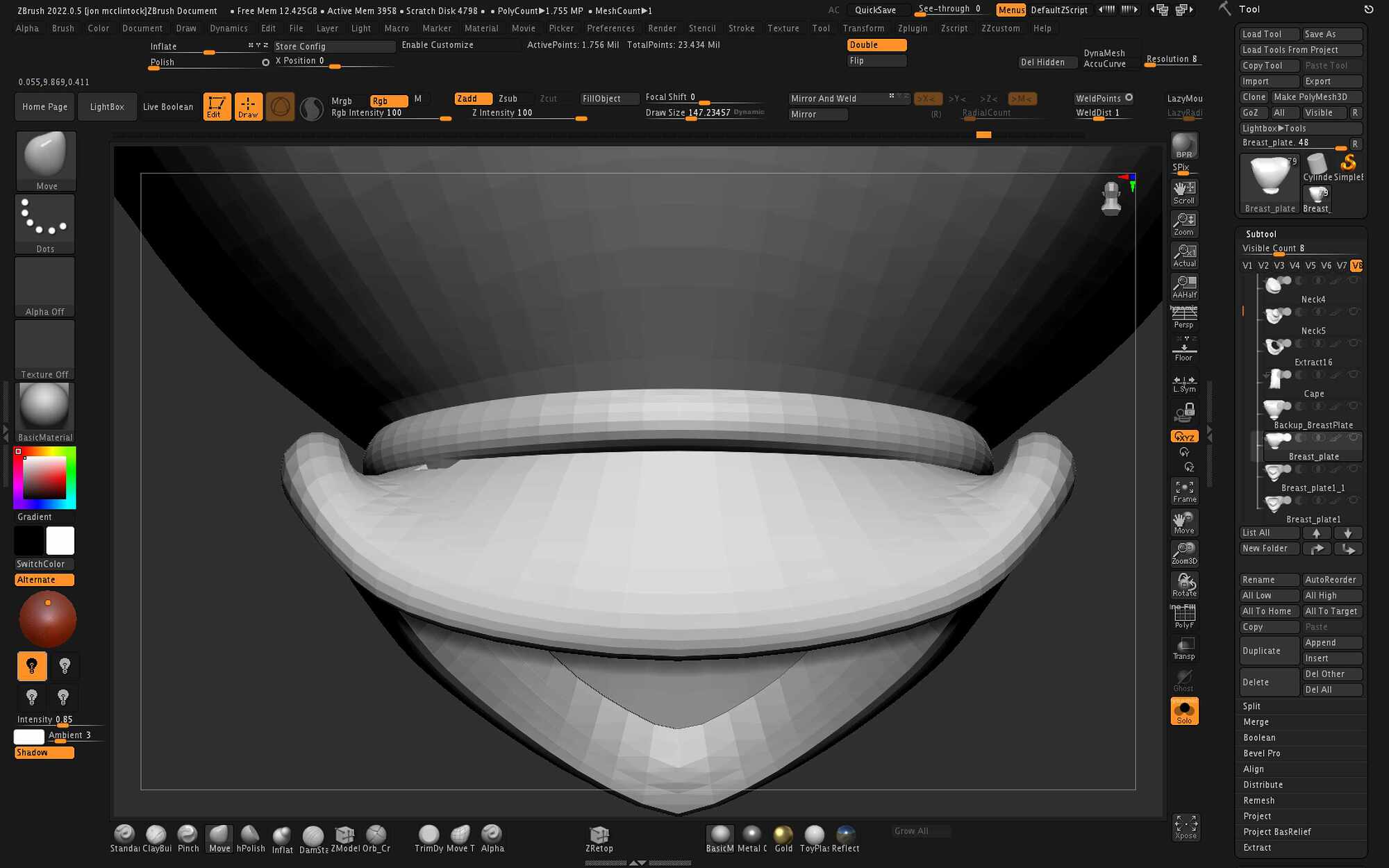 How can I mirror and weld this subtool w/ multiple subdivision? - ZBrushCentral