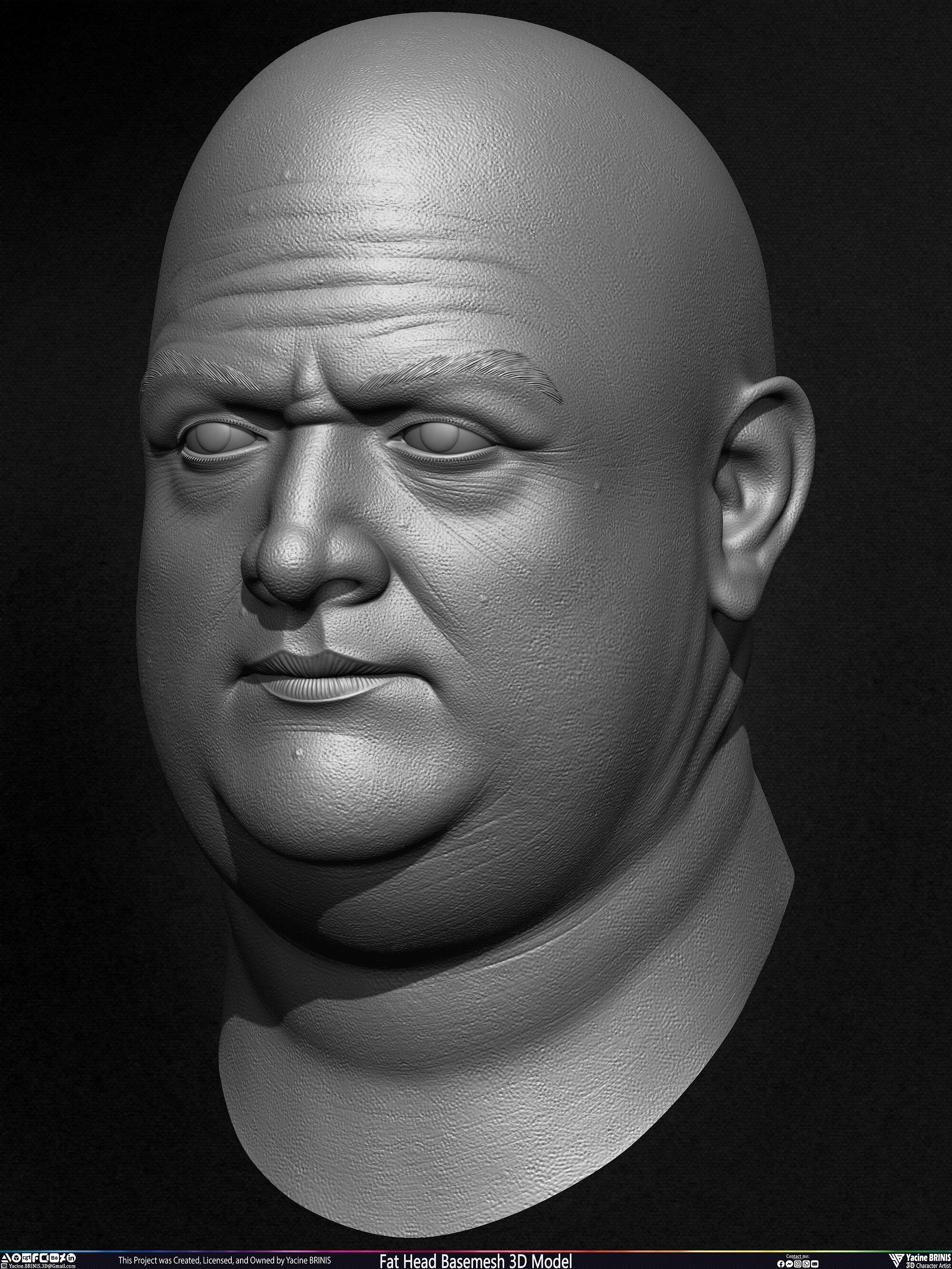Fat Head Basemesh 3D Model - ZBrushCentral