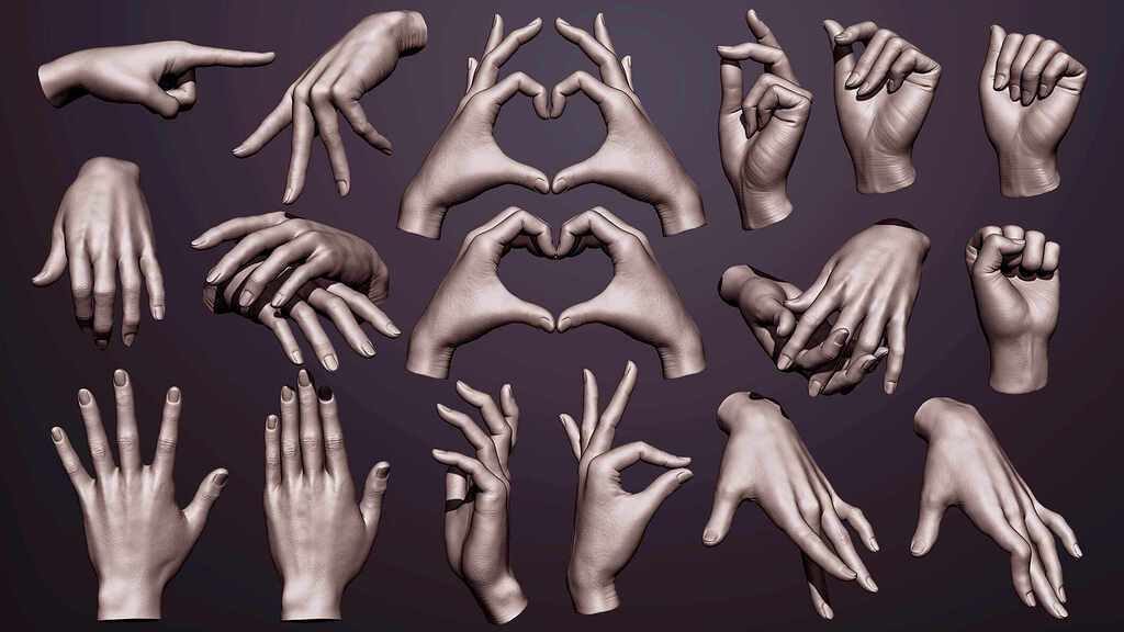Female hand poses - ZBrushCentral