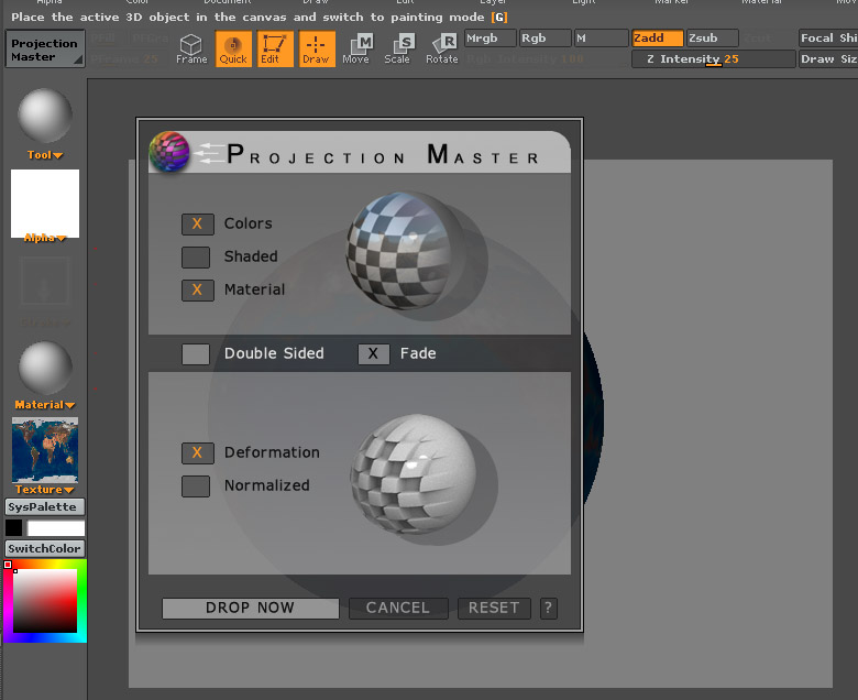 Projection Master wont show texture - ZBrushCentral