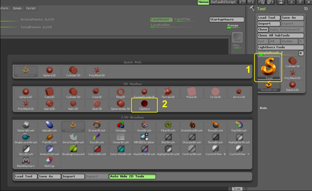 Complete Newbie Can't Get A Sphere Into ZBrush To Work With. Doh ...