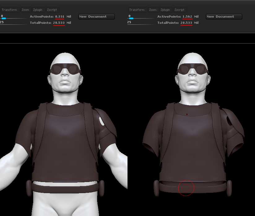 Zbrush crash when "hide outside selected" on hi res mesh with subtools ...