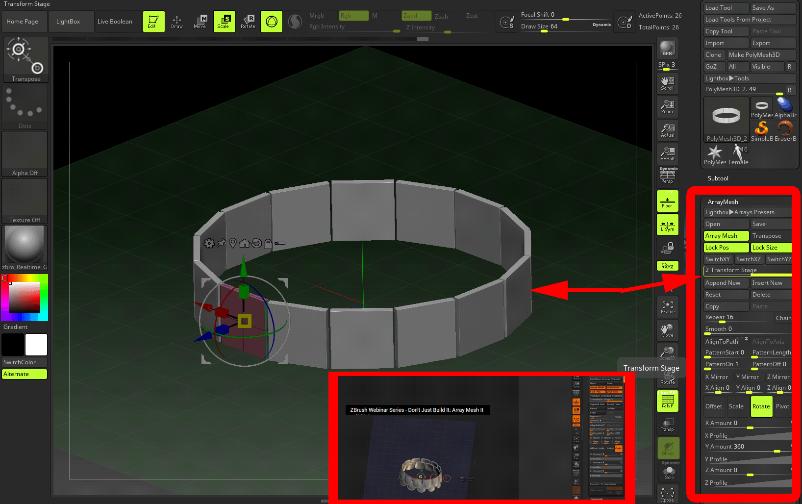 How To Duplicate Array1 And Move It Up In Y Axis ZBrushCentral
