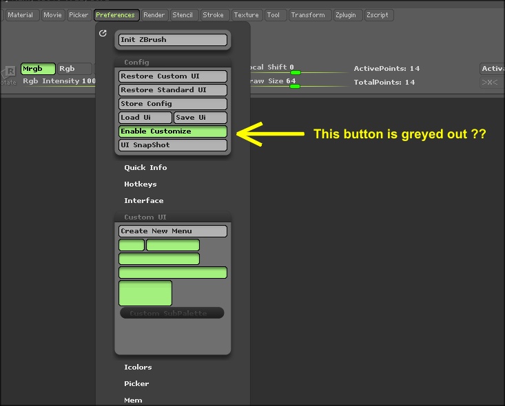 problem with alpha masking e customized ui in zbrush4r3 - ZBrushCentral