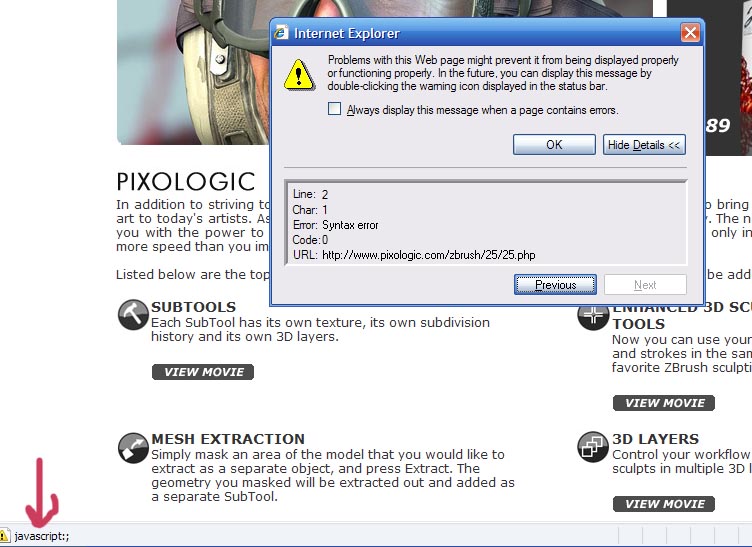 Object Error Internet Explorer