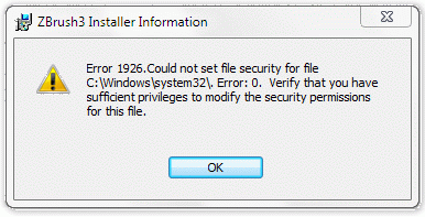 Error 1926 installing ZBrush on win 7 ultimate 32bit os - ZBrushCentral