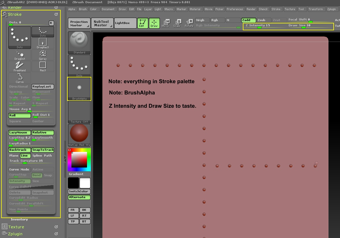 Draw a series of rivets with mesh insert - ZBrushCentral